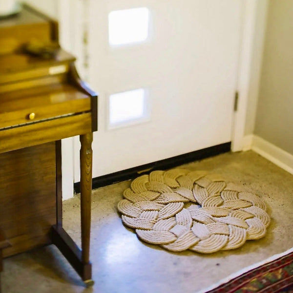 Round Basketweave Jute Rug - A WANDERLUST HOME